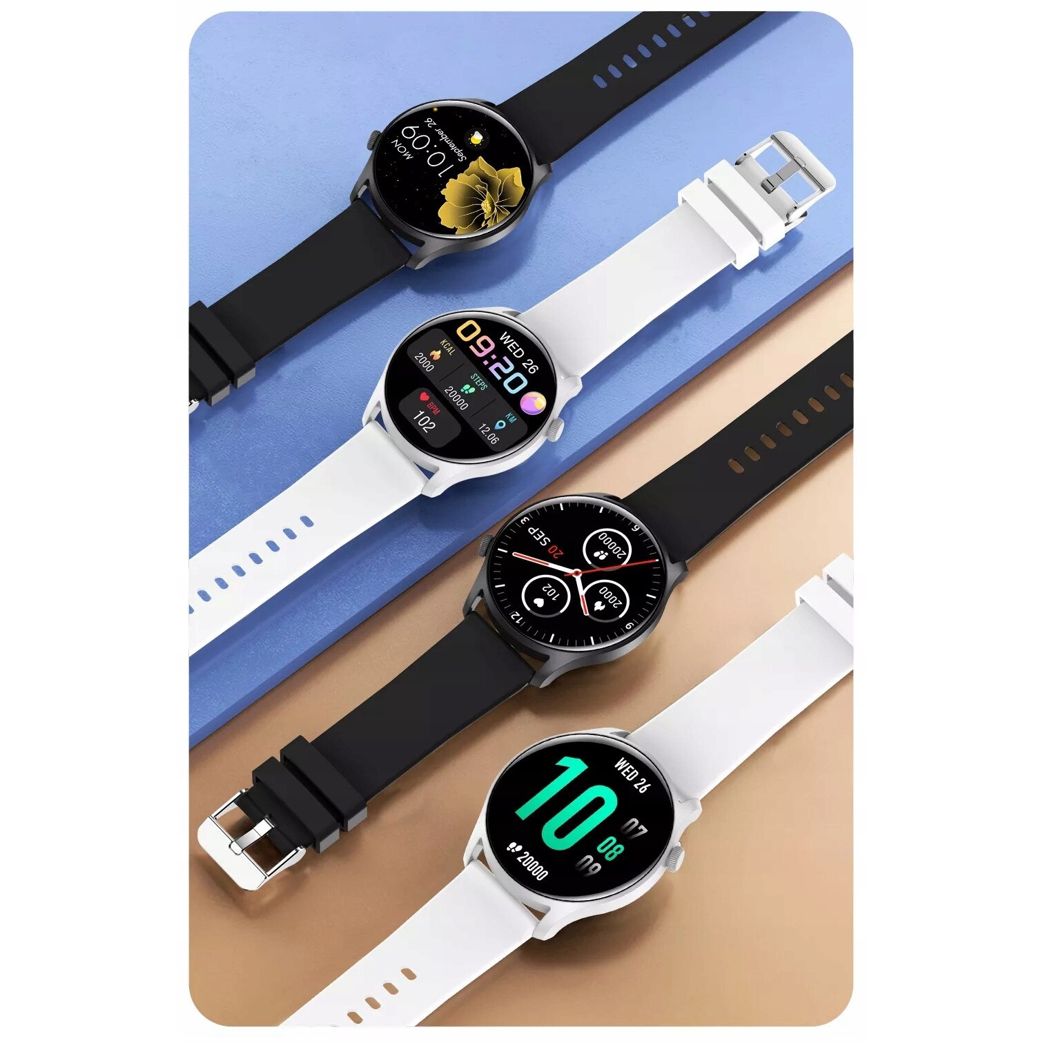 Ceas Smartwatch Femei, Aries Watches, GWR201PRO, FULL Touch Display ...