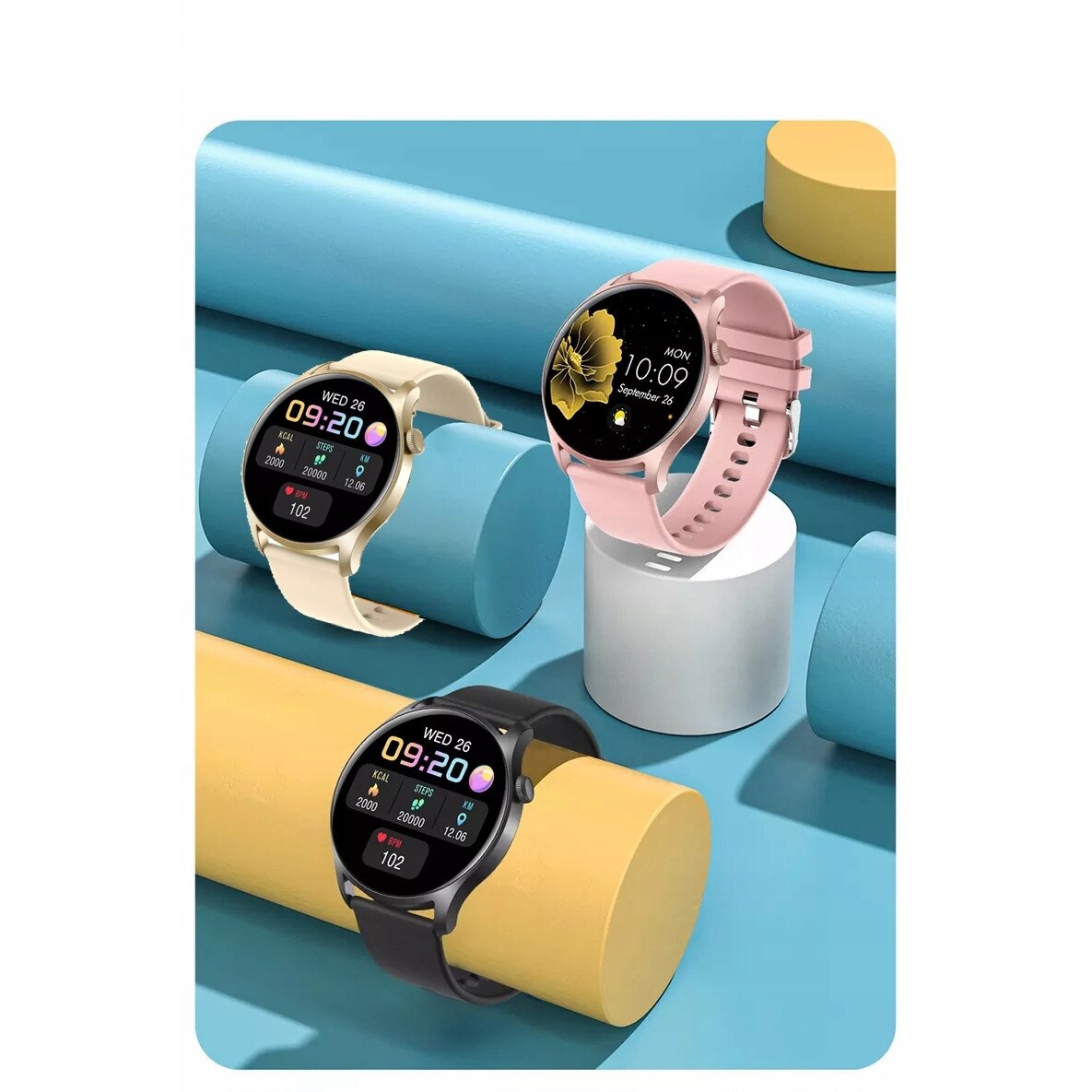 Ceas Smartwatch Femei, Aries Watches, GWR201PRO, FULL Touch Display ...