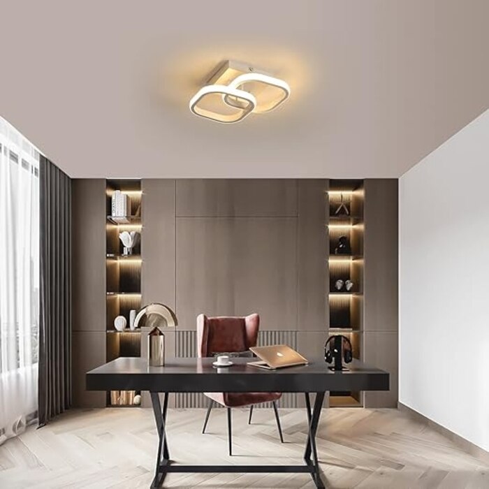 Lustra LED, moderna Laleluli alba, lumina alba rece, model doua patrate ...