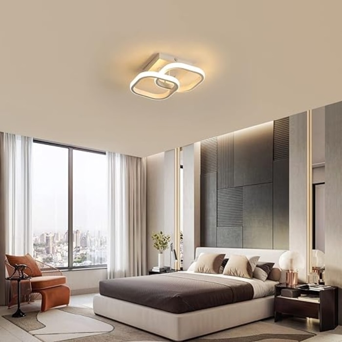 Lustra LED, moderna Laleluli alba, lumina alba rece, model doua patrate ...