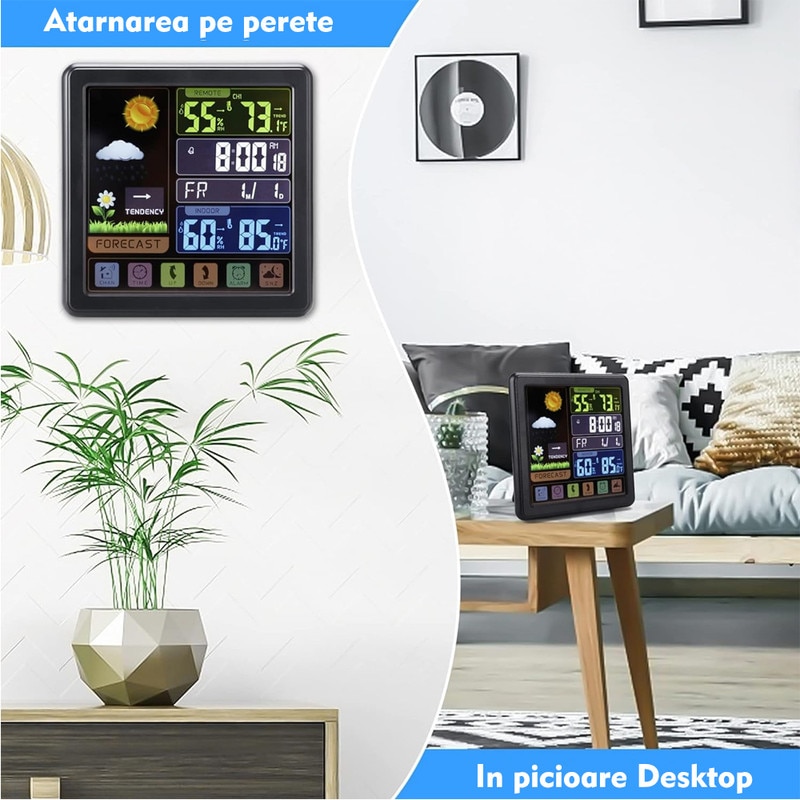 Statie meteo, Keimi, cu Senzor Exterior, Prognoza Meteo, Ceas cu Alarma ...