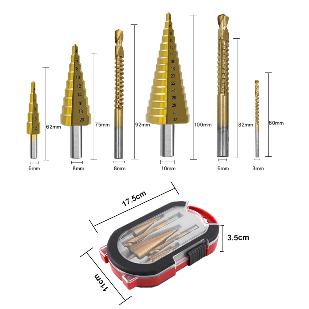 Set de burghie pentru taiere laterala, JESWO, Otel/Titan, 6 buc, 4-32 ...