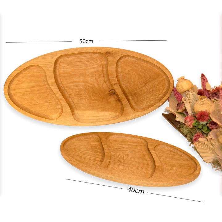 Platou de servire oval XL cu 3 compartimente, pentru bucatarie si ...