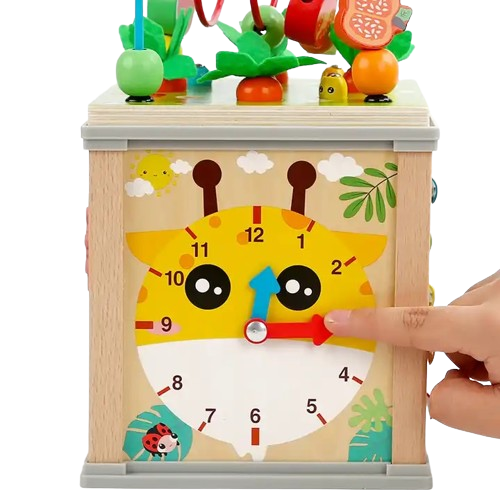 Centru din lemn educativ Montessori, Cub activitati bebelusi 7 in 1 ...