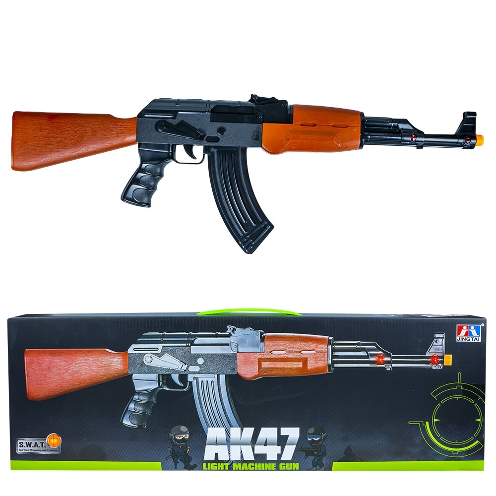 Pusca AK47 cu lumini si sunete, aspect real, +3 ani, 62 cm, Maro/Negru ...