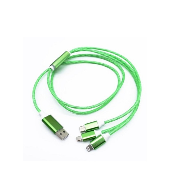 Cablu de incarcare 3 x 1, cu lumina verde, 1, 2 m - eMAG.ro
