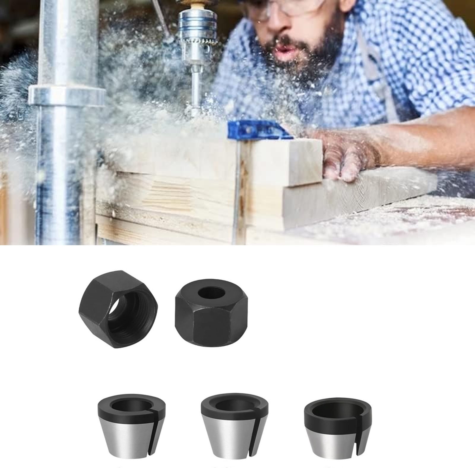 Set 5 capete de mandrina, Axroad Mall, 6 mm, 6.35 mm, 8 mm, Cu 2 ...