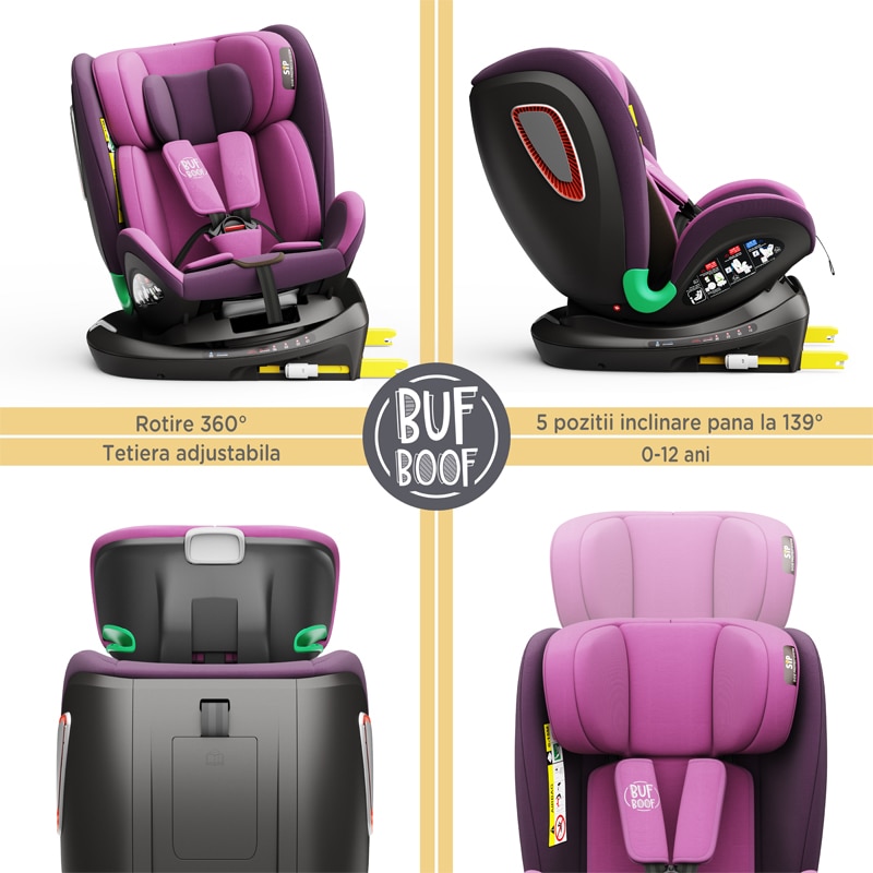 Scaun auto Platinum Deluxe i-Size Buf Boof cu isofix rotativ 360 grade ...