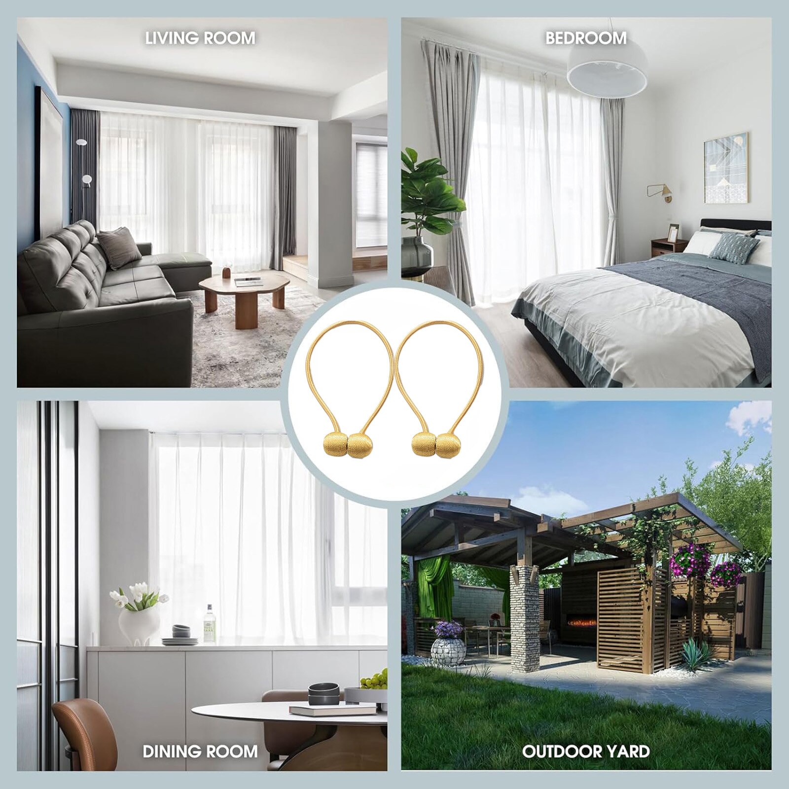 Set 4 cordoane prindere perdea, Axroad Mall, Format din 2 magneti ...