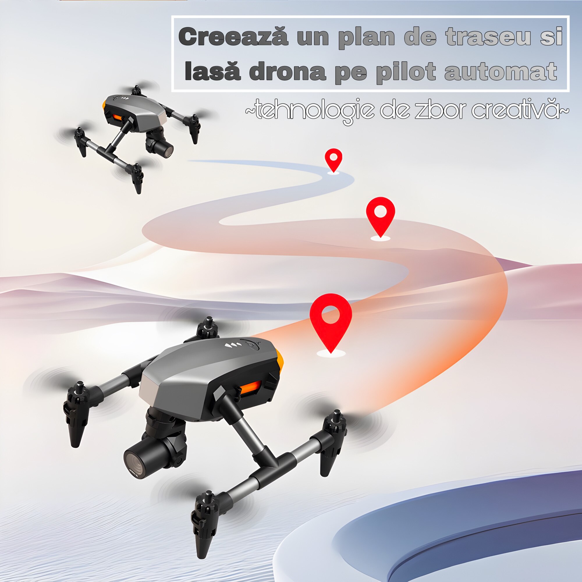 Mini Drona Profesionala, HexaCraft, Model XD1 FlyTron HexaPro, Camera duala 4K, ZOOM 50X, Flow ...