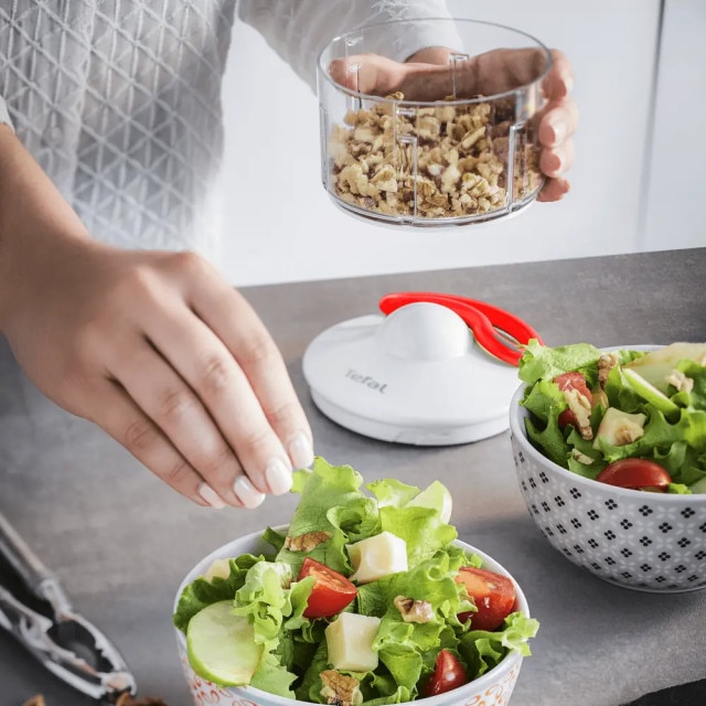 Mini Tocator manual pentru alimente Tefal Chefclub, 500 ml, alb/rosu ...