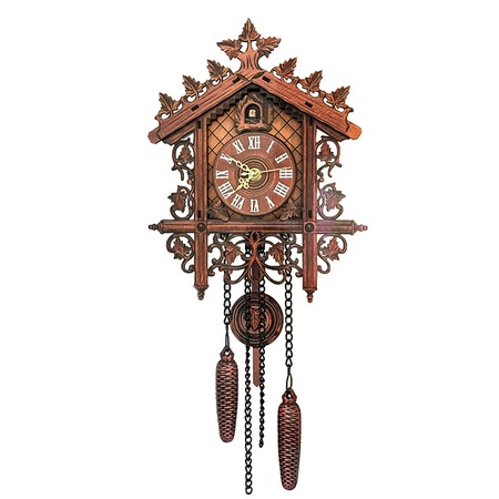 Ceas decorativ cu cuc, Llwl, Lemn, 19x24.2x5.5 cm, Maro - eMAG.ro