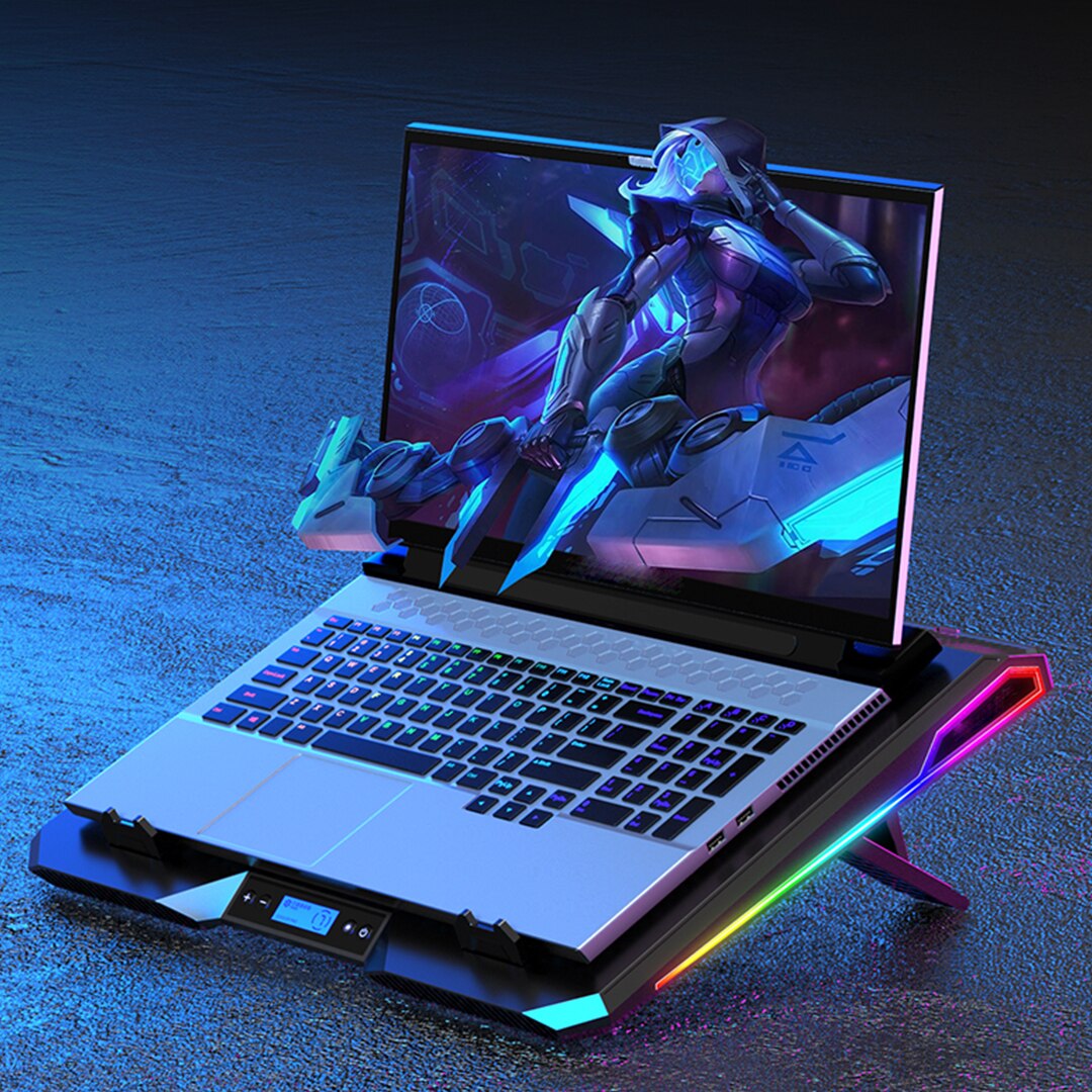 Cooler Laptop BEYONDIX™, RGB Light, 2 Ventilatoare, 2x USB, Mod ...