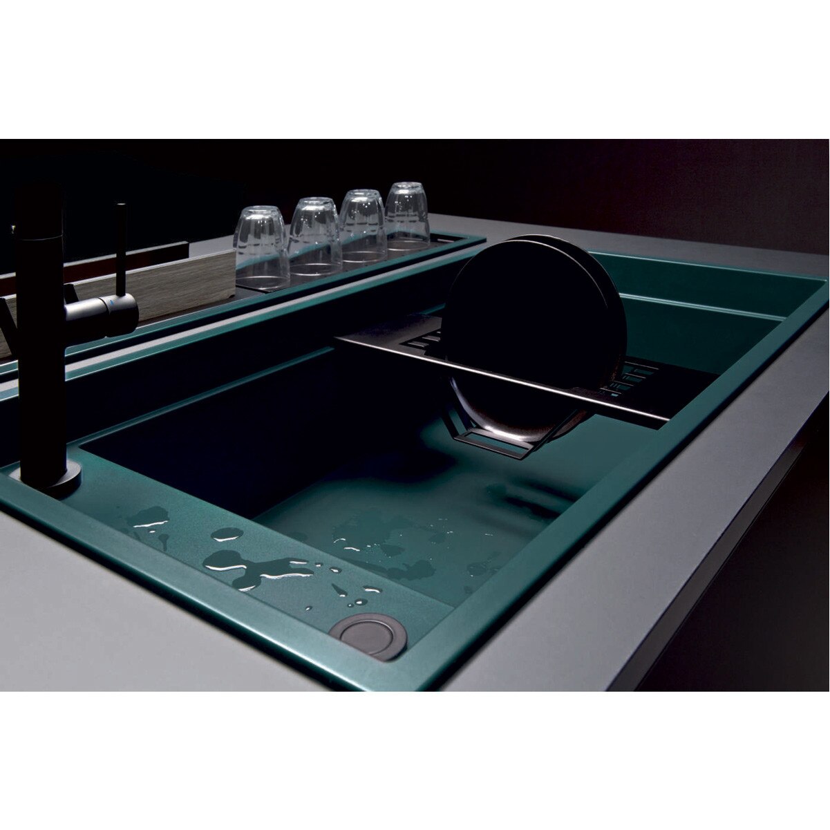 Set chiuveta bucatarie compozit ceramic Elleci Invisible Dialogo 360 ...