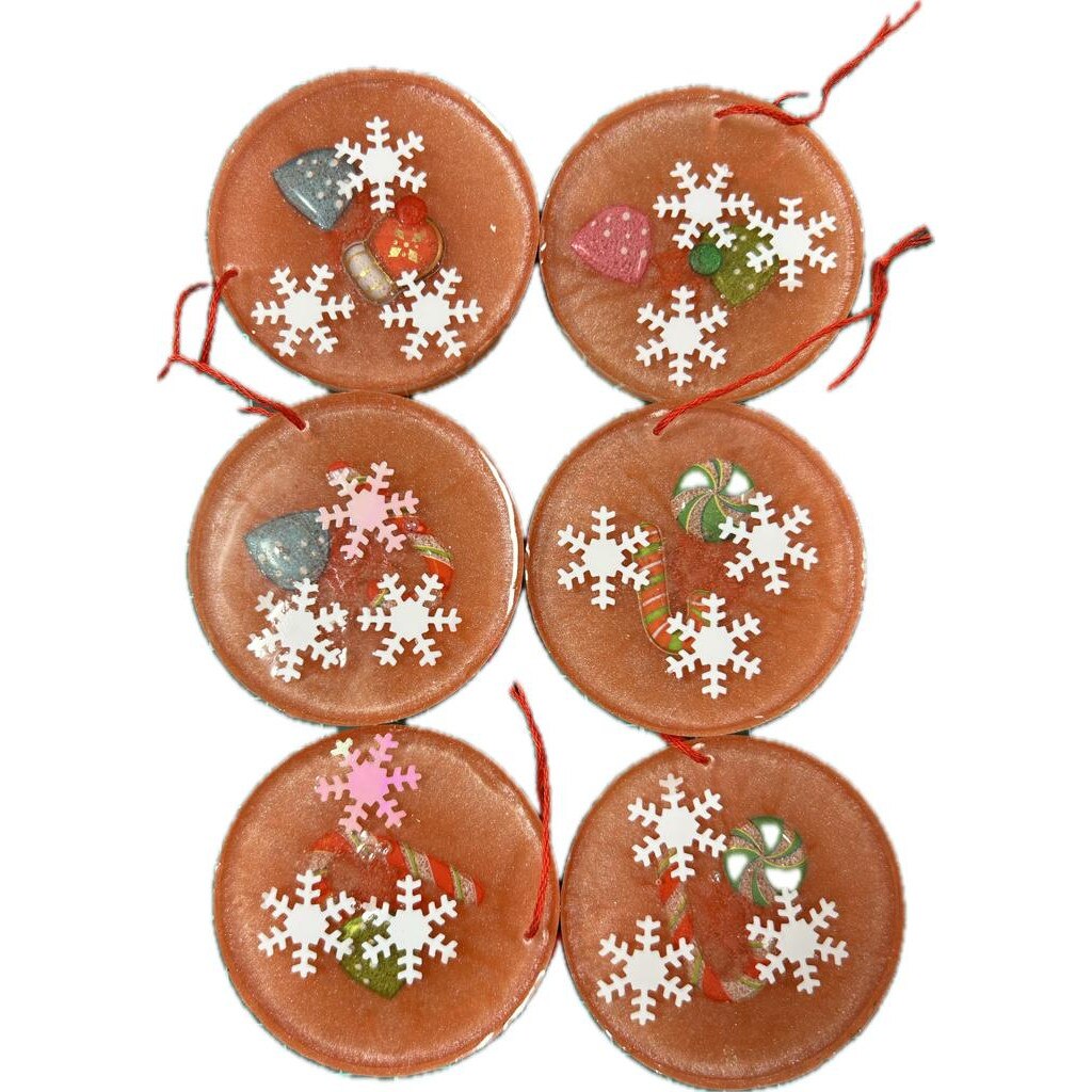 Globuri de craciun, set 6 buc, handmade, din rasina epoxilica, de ...