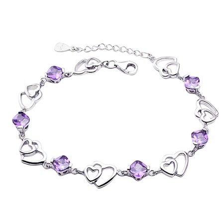 Bratara din cristal violet, argint S925, platina, 16cm - eMAG.ro