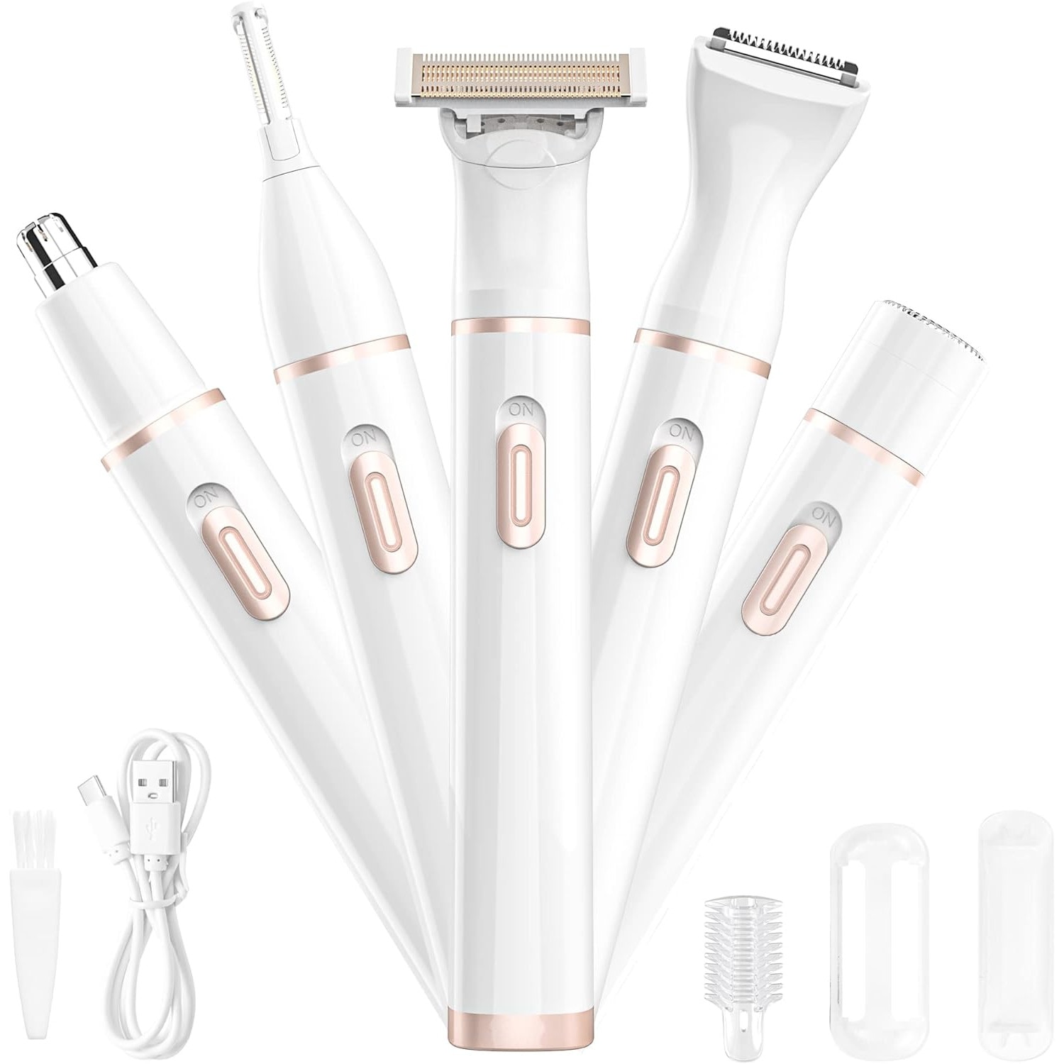Epilator facial pentru femei 5 in 1, USB, Alb - eMAG.ro