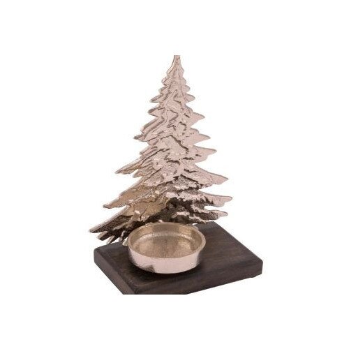 Suport lumanare Pin, Metalic, 14x9x21cm, Argintiu - eMAG.ro