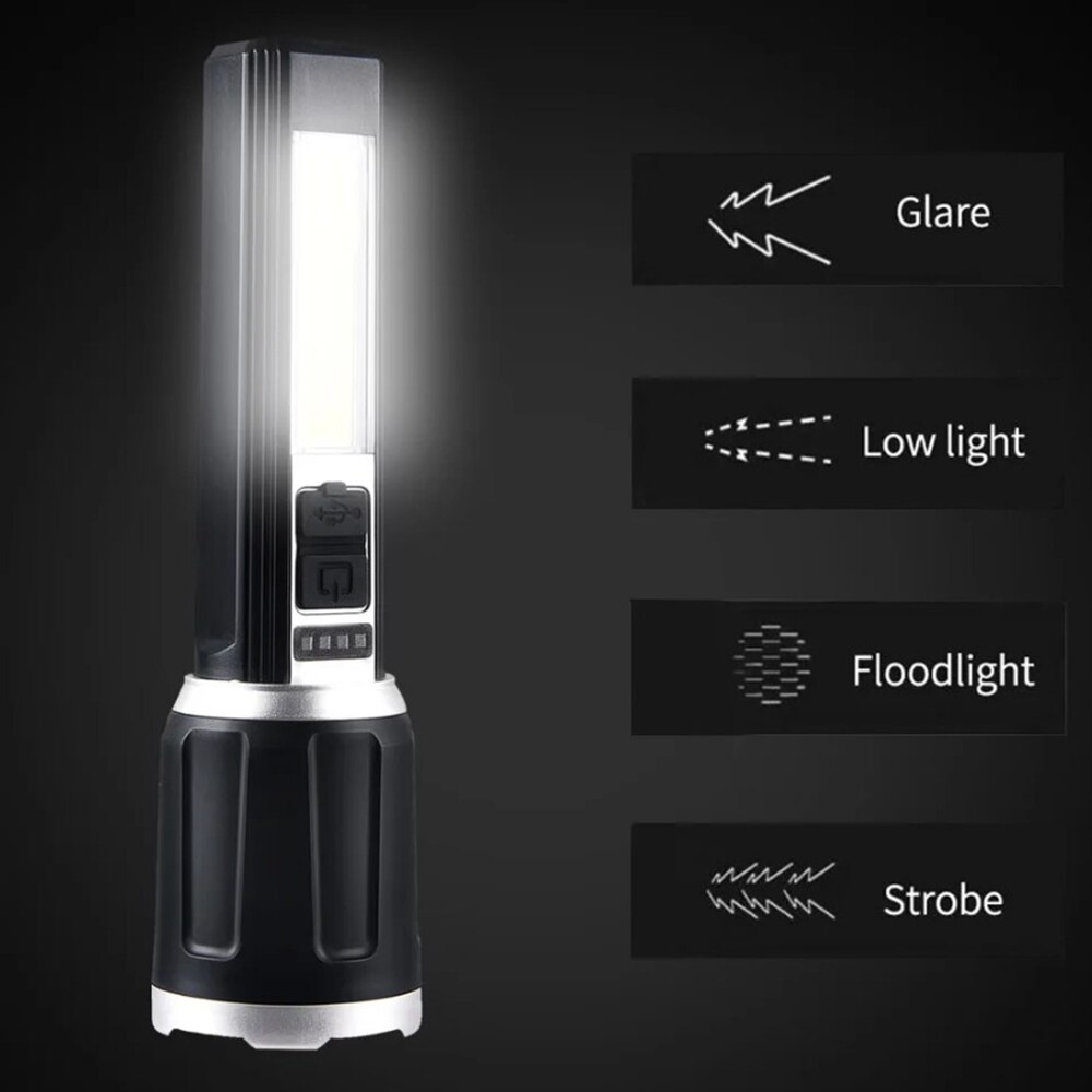 Lanterna Puternica LED cu Acumulator si Solara, Reincarcabila USB, Zoom ...