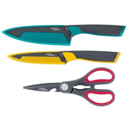 Set 2 cutite si foarfeca bucatarie Tefal Chefclub, inox, invelis ...