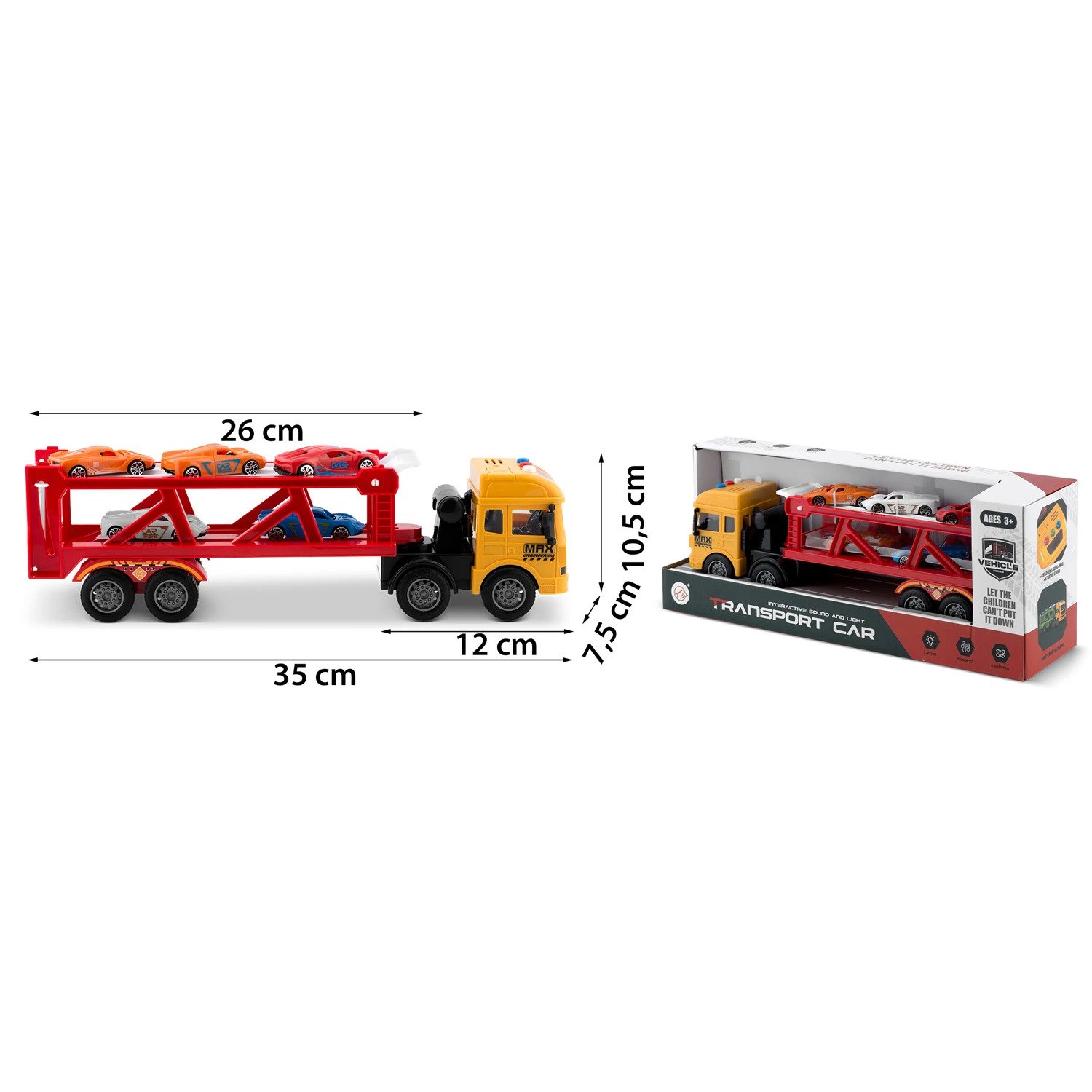 Set iMK® camion trailer cu pentru transport masinute de curse, cu ...