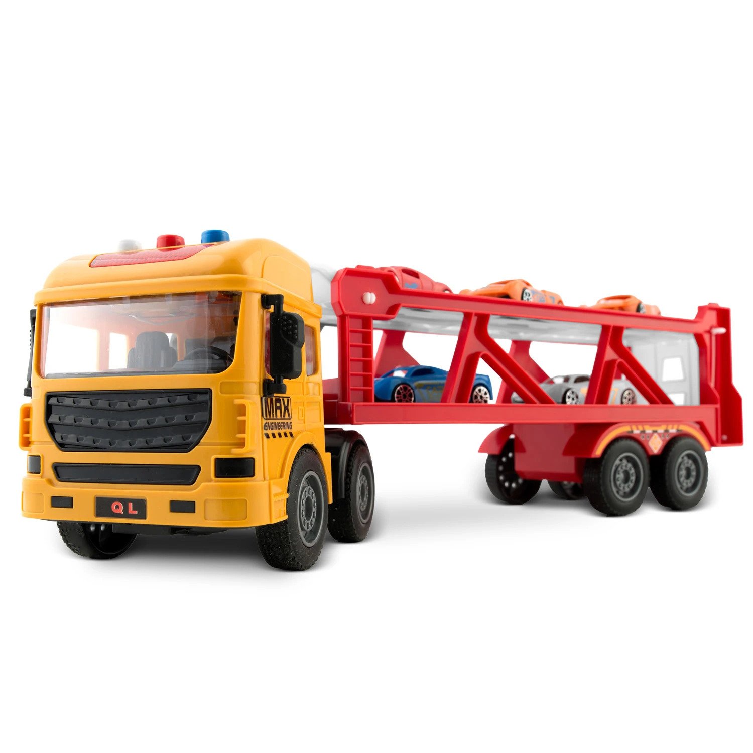 Set iMK® camion trailer cu pentru transport masinute de curse, cu ...