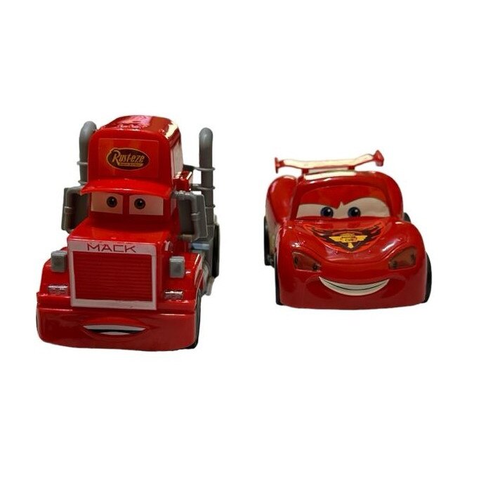 Set masinute Cars, Fulger McQueen si Mack, rosu, 15x10 cm - eMAG.ro