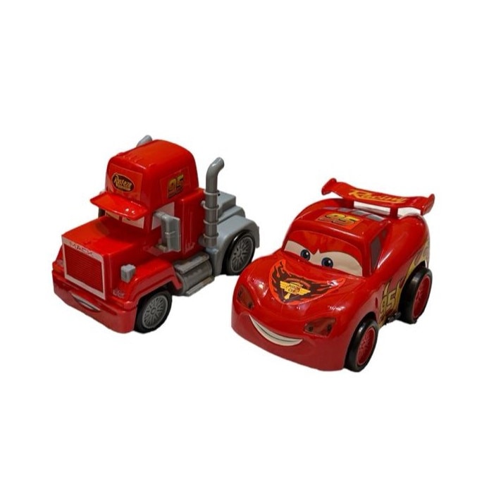Set masinute Cars, Fulger McQueen si Mack, rosu, 15x10 cm - eMAG.ro