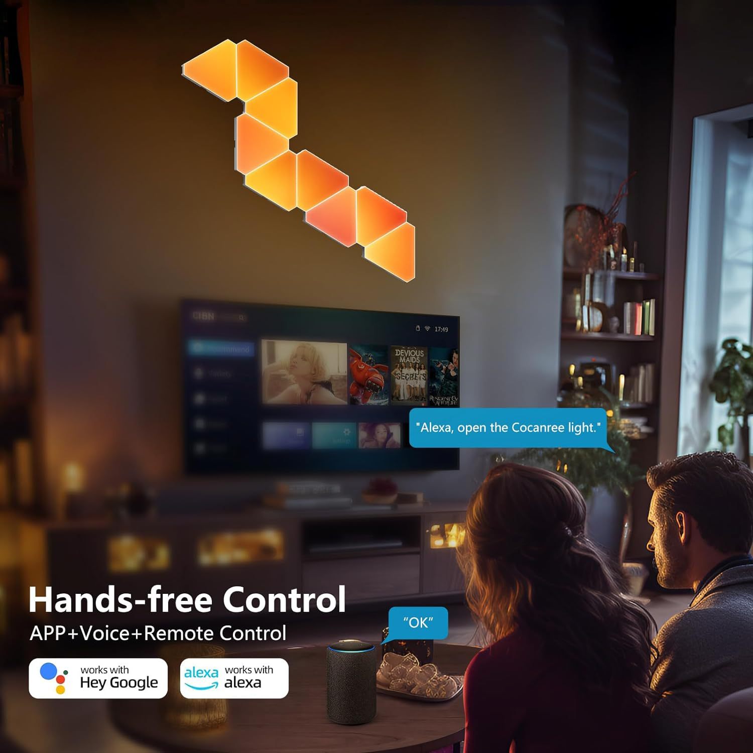 Kit panouri luminoase LED, Solutter Extenso, 10 panouri triunghi, RGBIC ...