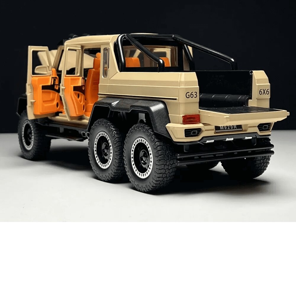 Метален автомобил Mercedes-benz G63 AMG 6×6, С отварящи се врати, Кафяв ...