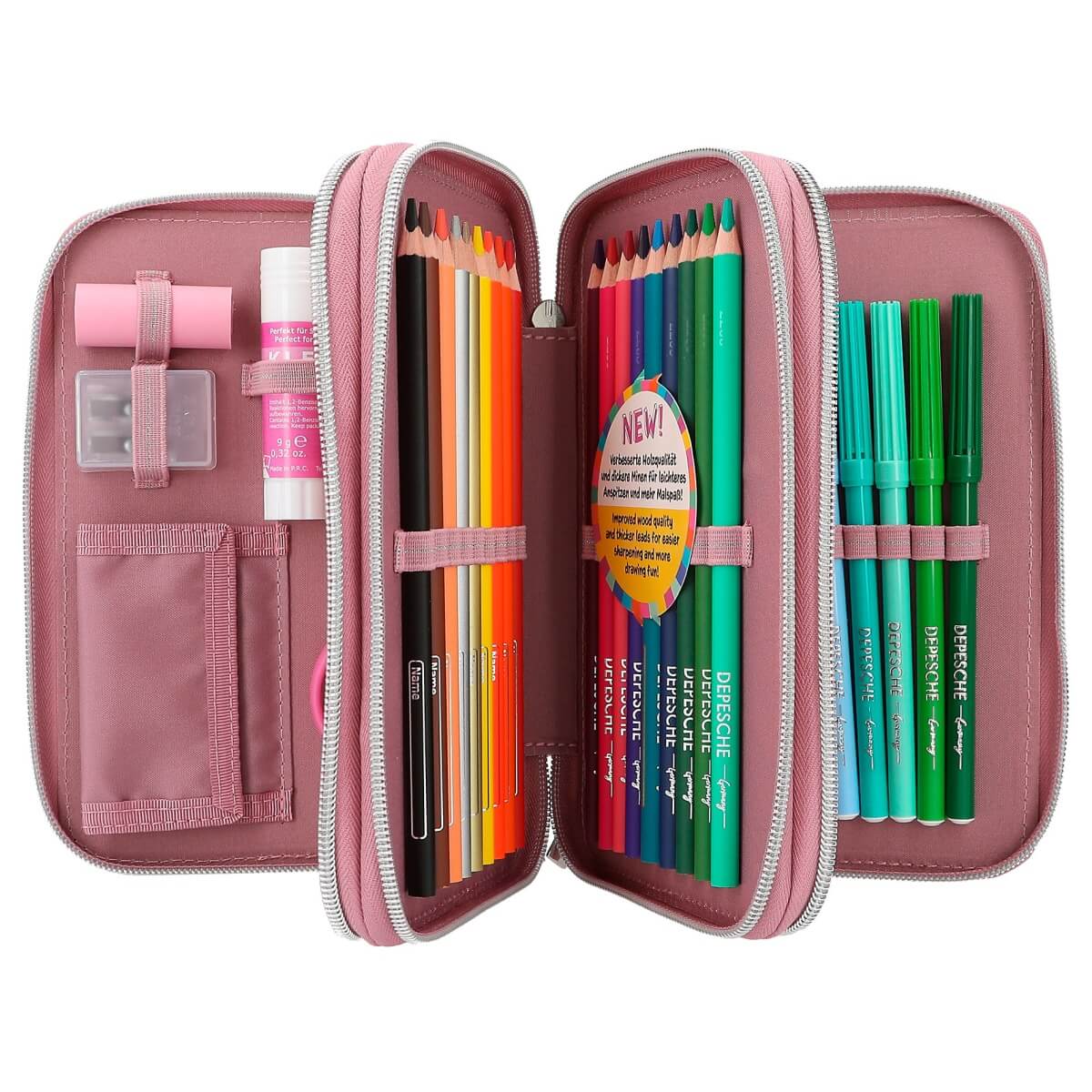 Penar echipat cu 3 fermoare Top Model Glitter Queen - eMAG.ro