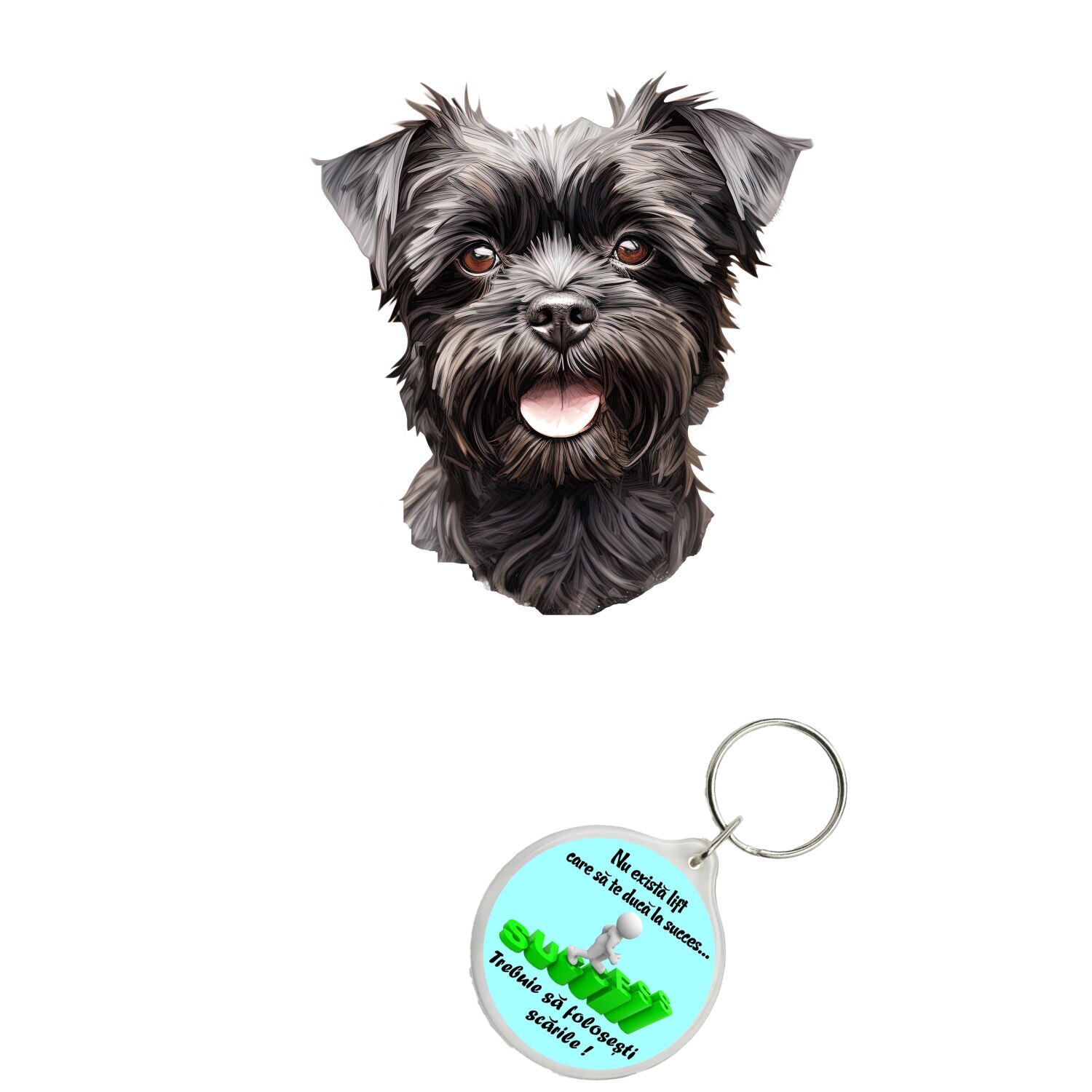 Set sticker decorativ perete, auto si geam, Caine -Affenpinscher model ...
