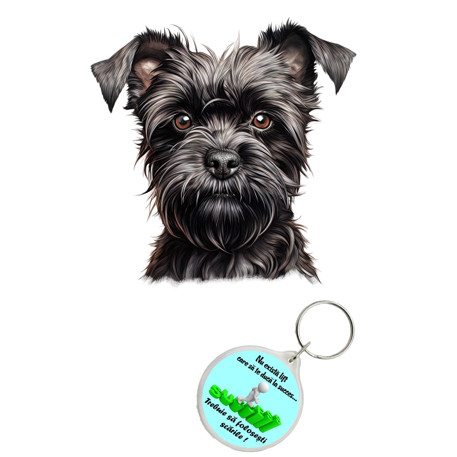 Set sticker decorativ perete, auto si geam, Caine -Affenpinscher model ...