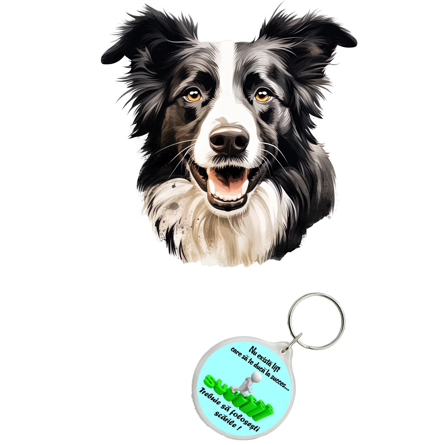 Set sticker decorativ perete, auto si geam, Caine -Border Collie model ...