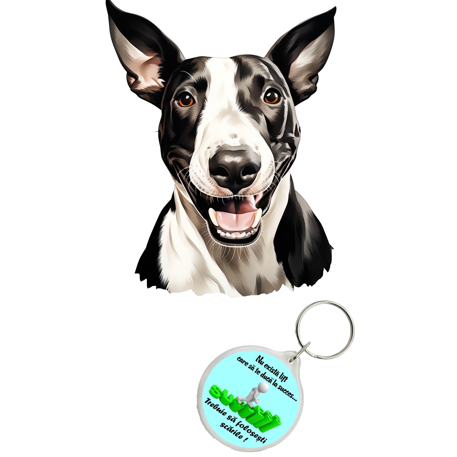 Set sticker decorativ perete, auto si geam, Caine -Bull Terrier model 3 ...