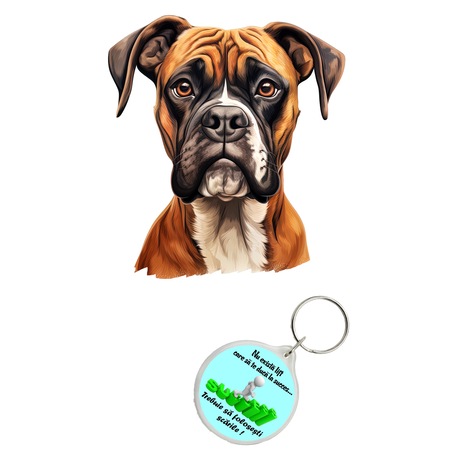Set sticker decorativ perete, auto si geam, Caine -Boxer model 1, 35 CM ...