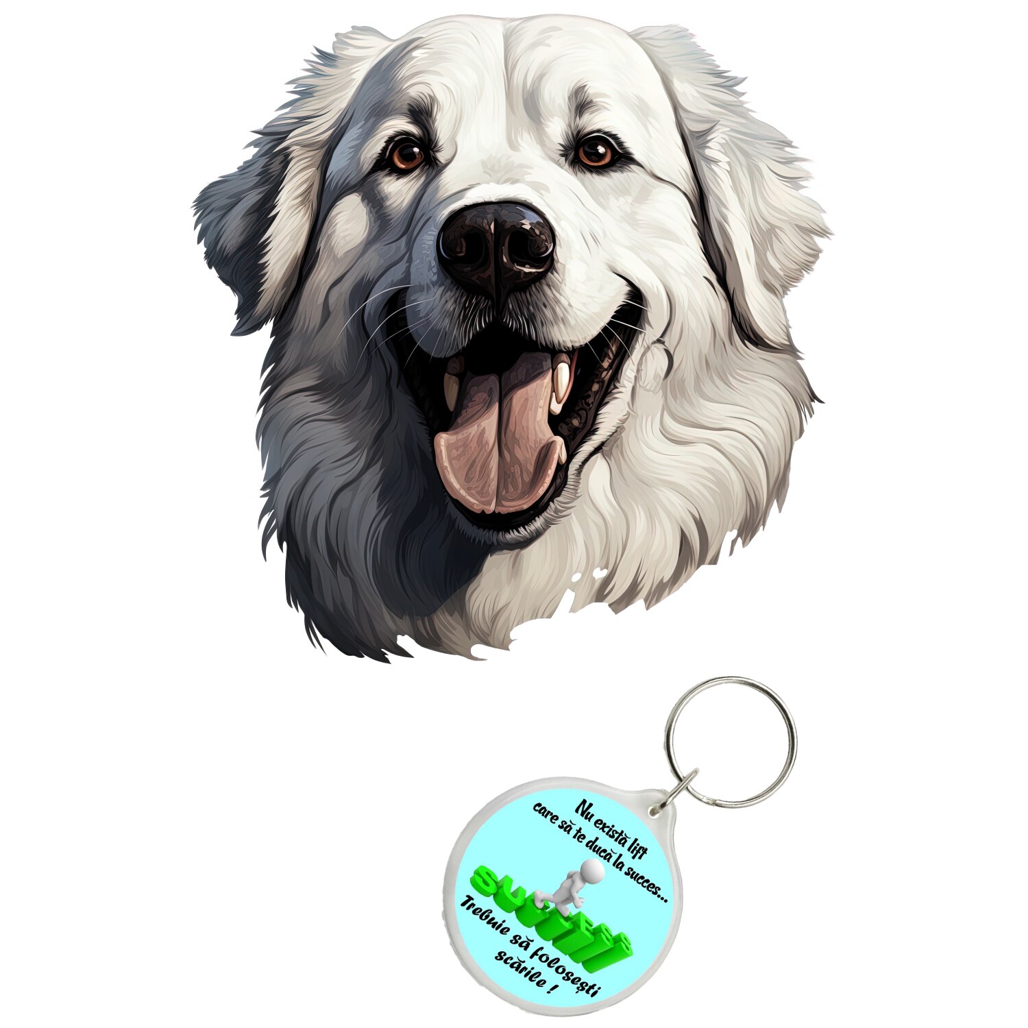 Set sticker decorativ perete, auto si geam, Caine -Great Pyrenees model ...