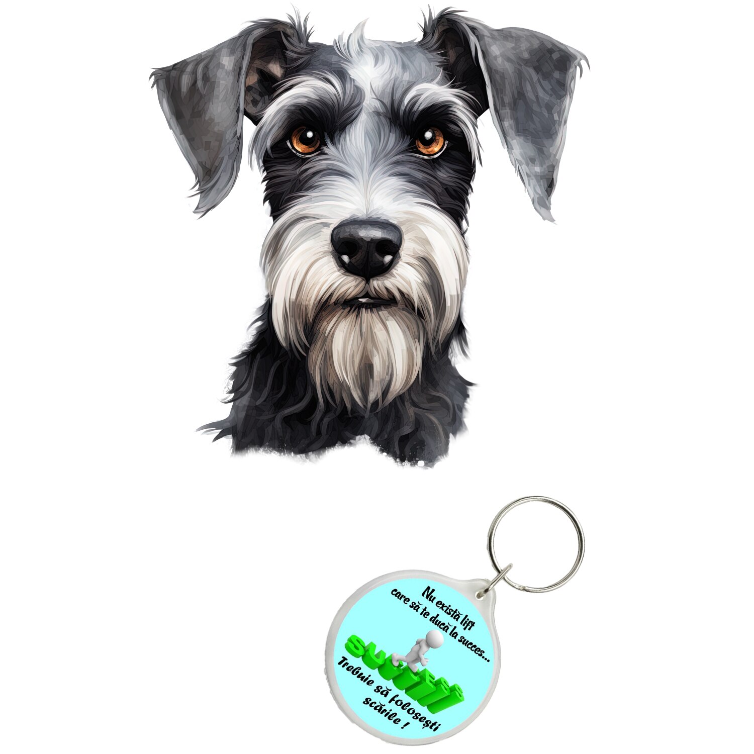 Set sticker decorativ perete, auto si geam, Caine -MiniatureSchnauzer ...