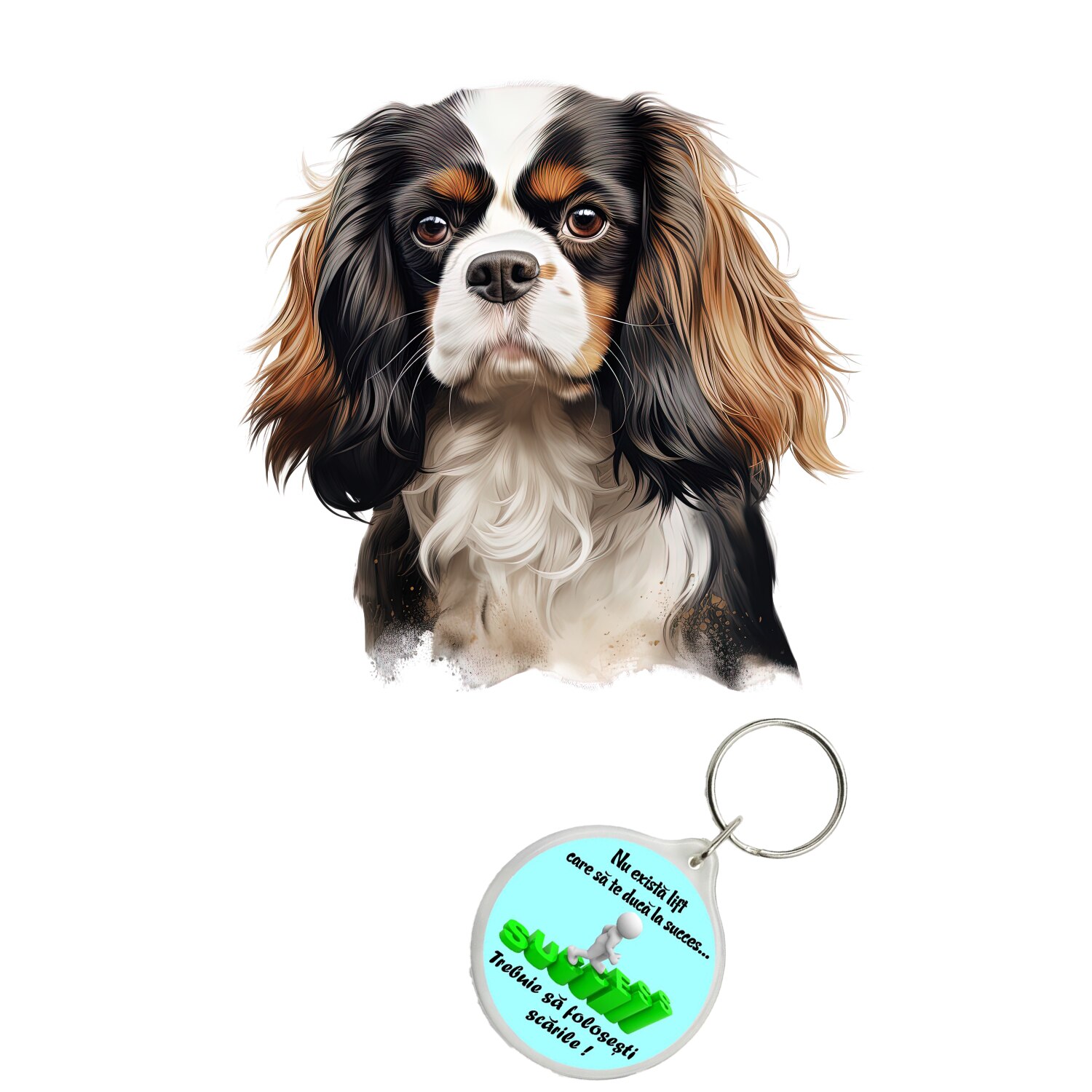 Set sticker decorativ perete, auto si geam, Caine -Cavalier King ...