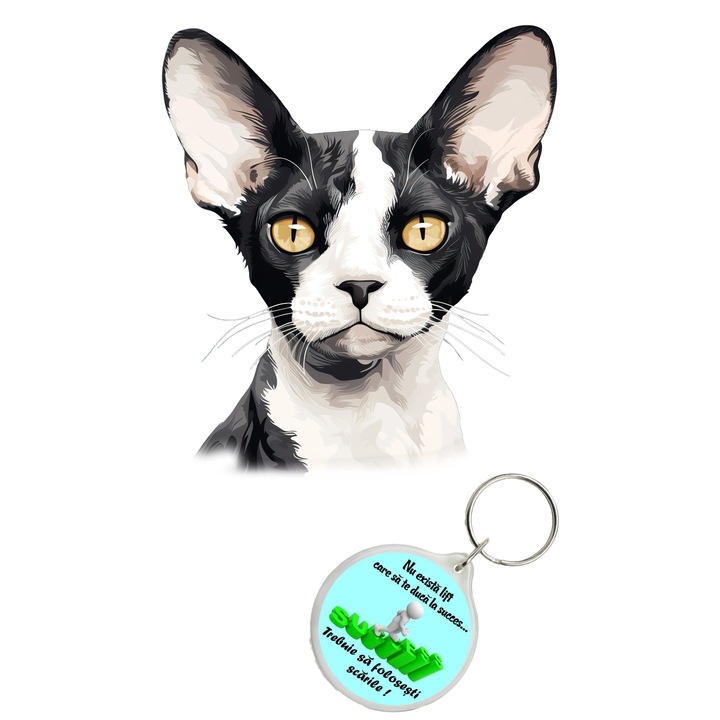 Set sticker decorativ perete, auto si geam, Pisica - Devon Rex model 5 ...