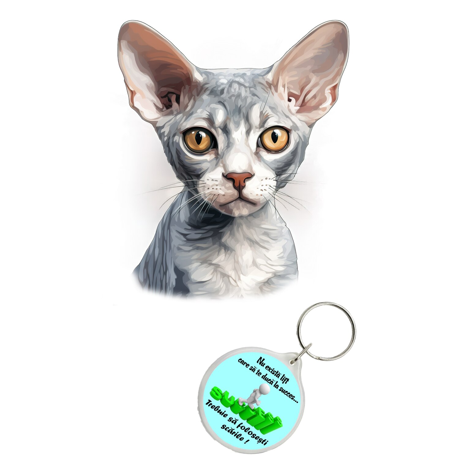 Set sticker decorativ perete, auto si geam, Pisica - Devon Rex model 22 ...