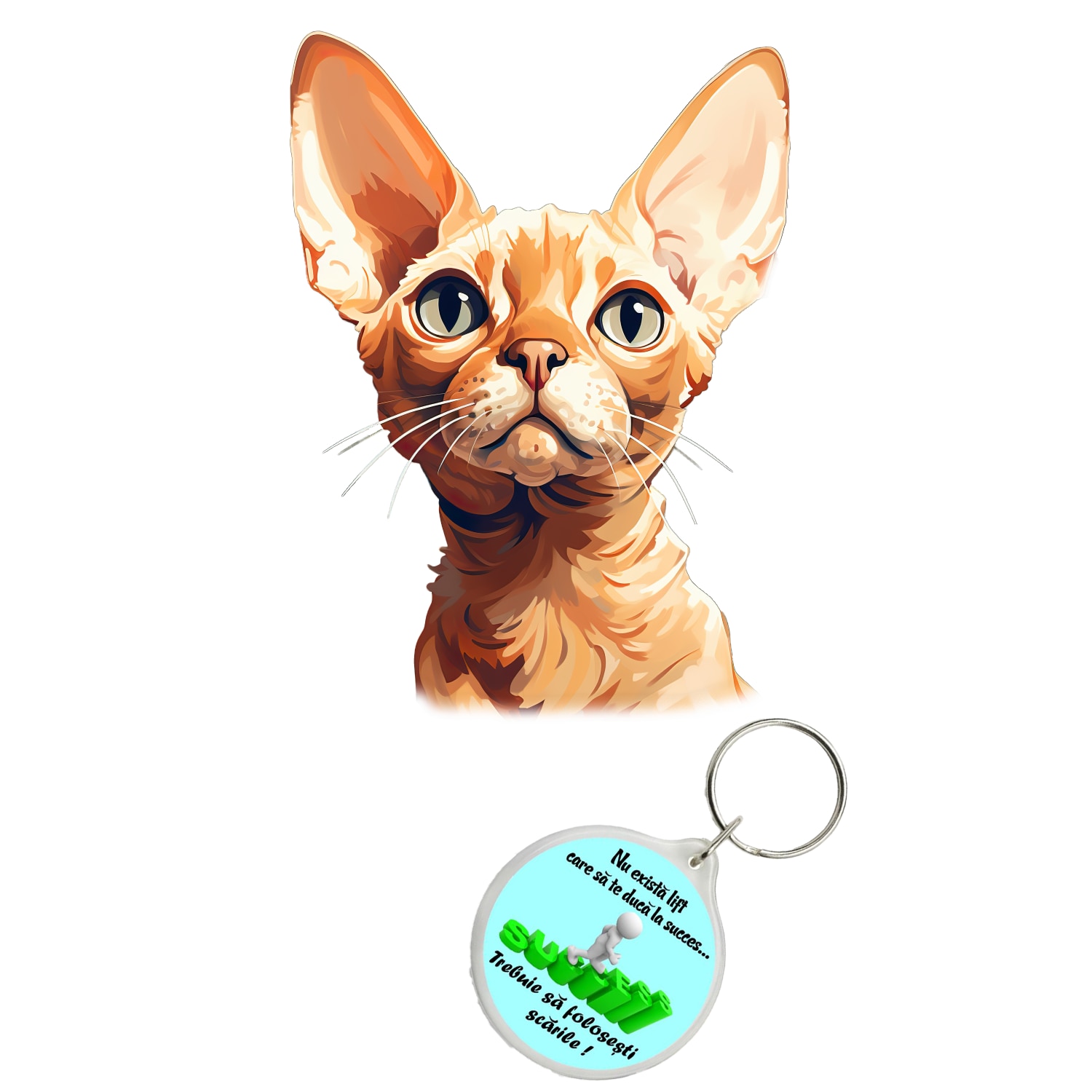 Set sticker decorativ perete, auto si geam, Pisica - Devon Rex model 16 ...