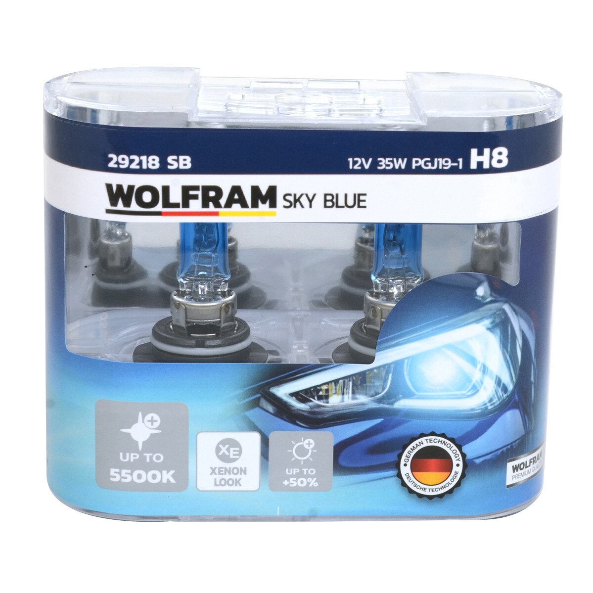 Set 2 becuri Halogen H8 35W Sky Blue Wolfram - eMAG.ro