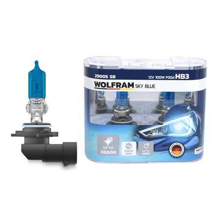 Set 2 becuri Halogen HB3 100W Sky Blue Wolfram - eMAG.ro