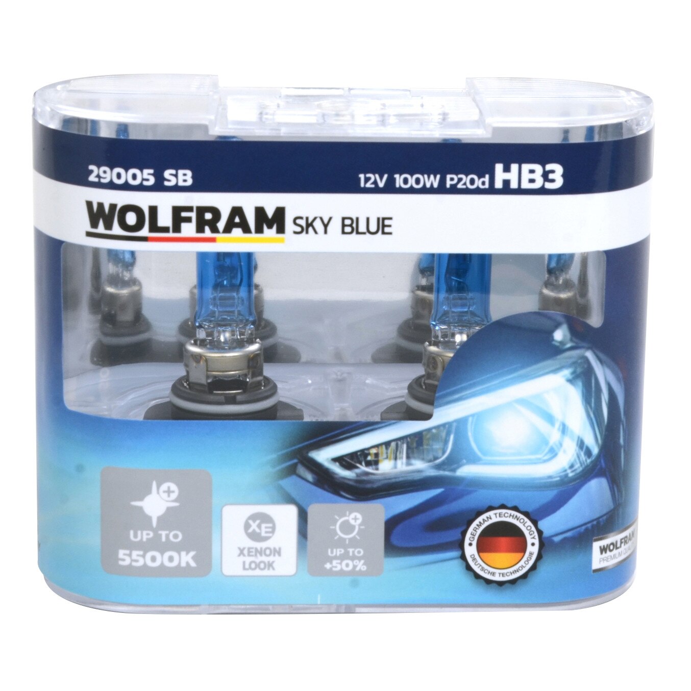 Set 2 becuri Halogen HB3 100W Sky Blue Wolfram - eMAG.ro