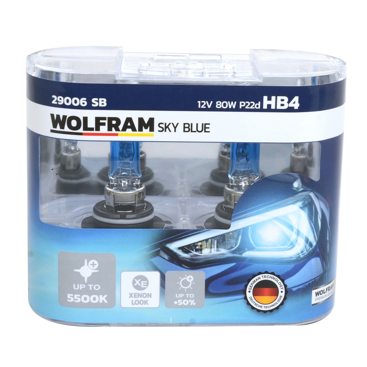 Set 2 becuri Halogen HB4 80W Sky Blue Wolfram - eMAG.ro