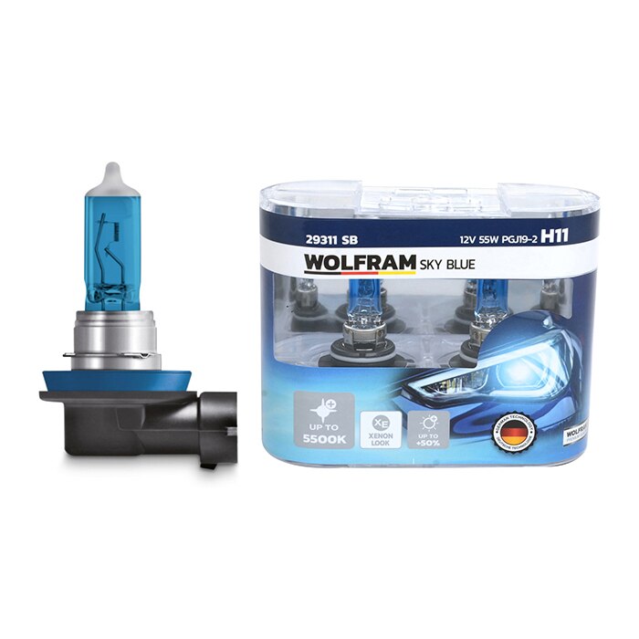 Set 2 becuri Halogen H11 55W Sky Blue Wolfram - eMAG.ro