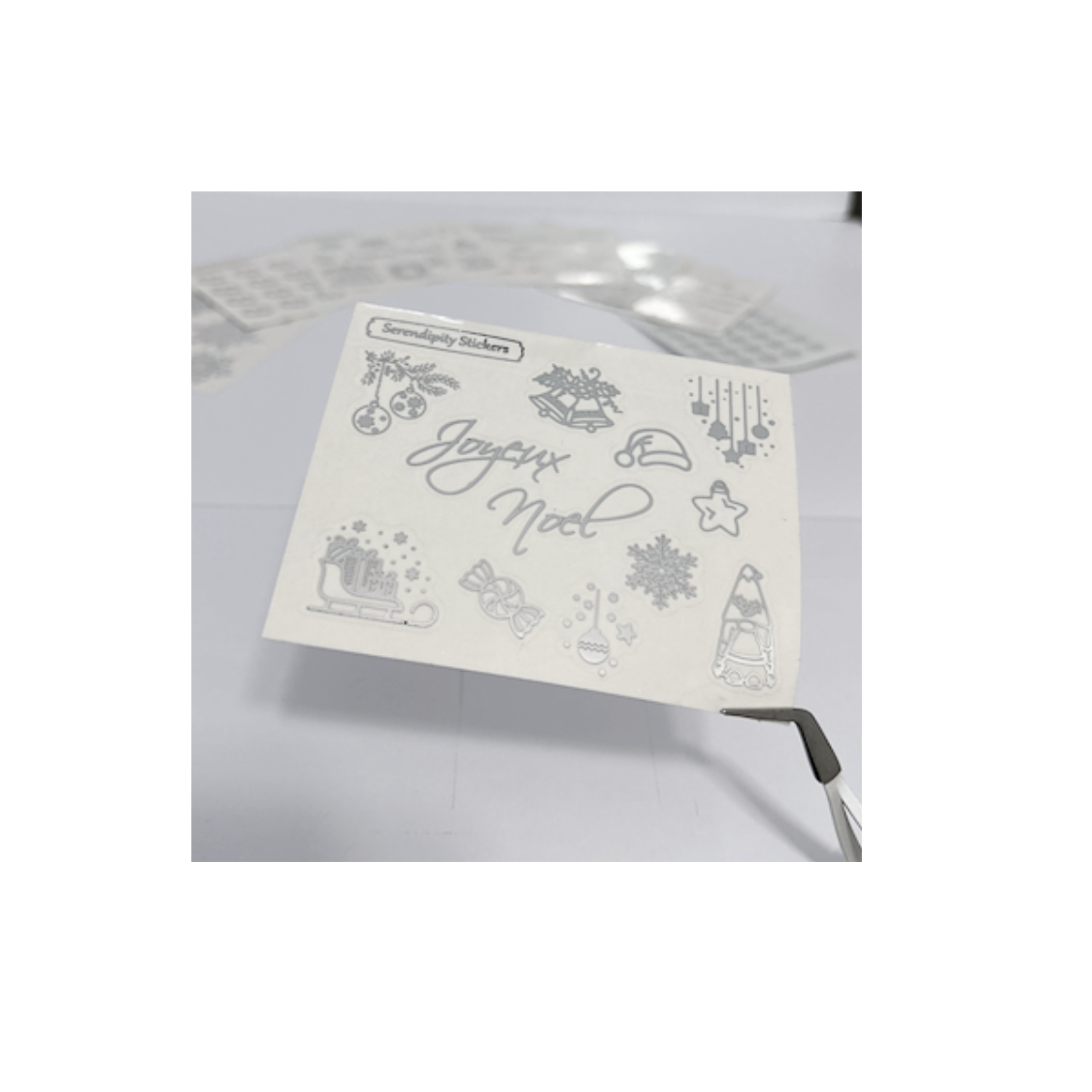 Set Stickere decorative transparente cu folio argintiu de Craciun 10 ...