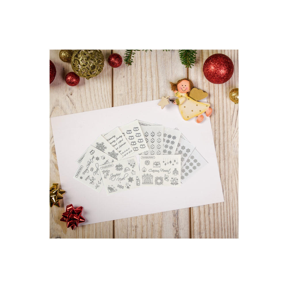 Set Stickere decorative transparente cu folio argintiu de Craciun 10 ...