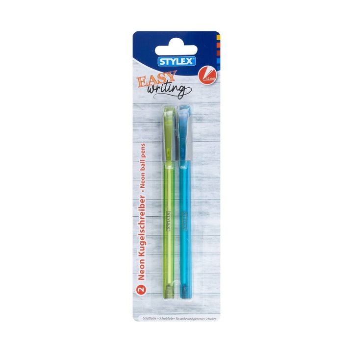 Set 2 pixuri Stylex Easy Writing verde/albastru, rezerva verde/albastra ...